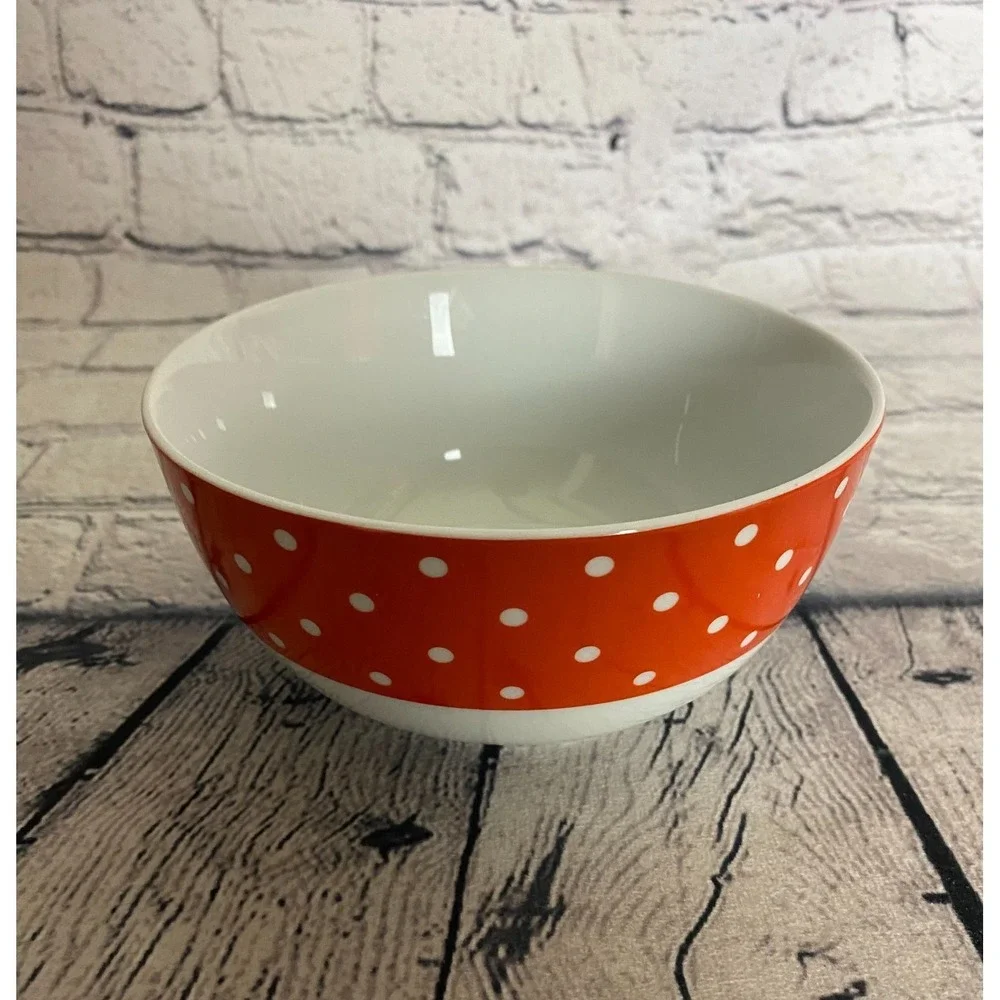 White Cross | Dining | Isaac Mizrahi Dot Luxe Orange White Polka Dot ...